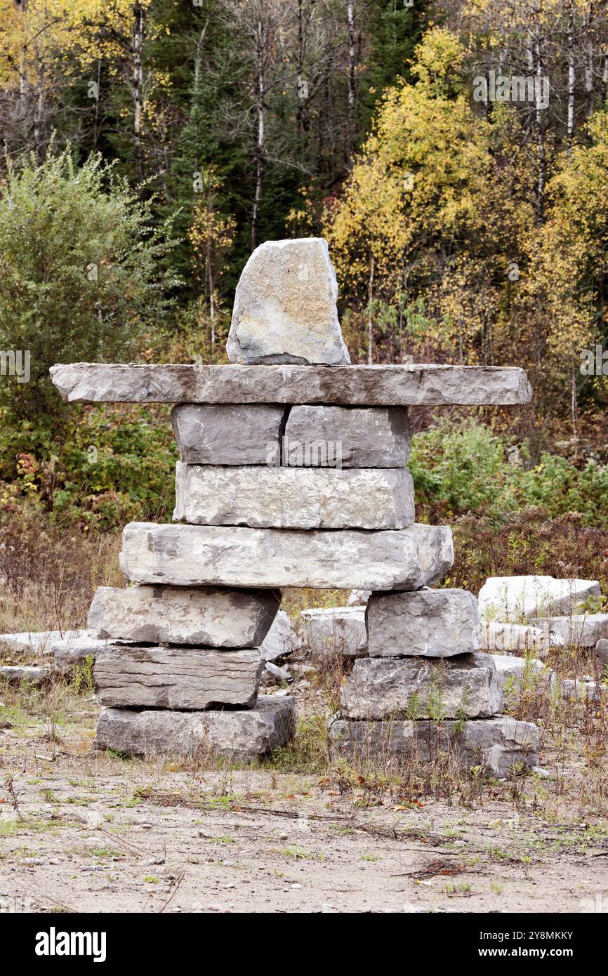 Inukshuk inukchuk in ontario Canada, rock structure Stock Photo - Alamy