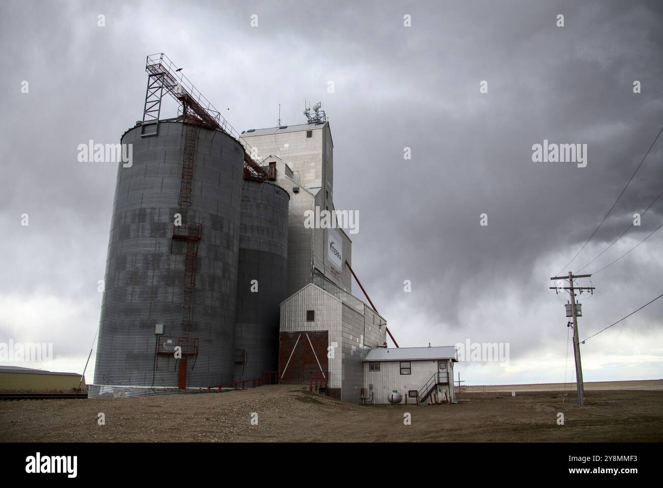 Prairie Storm Clouds in Saskatchewan Canada Grain Elevator Stock Photo ...