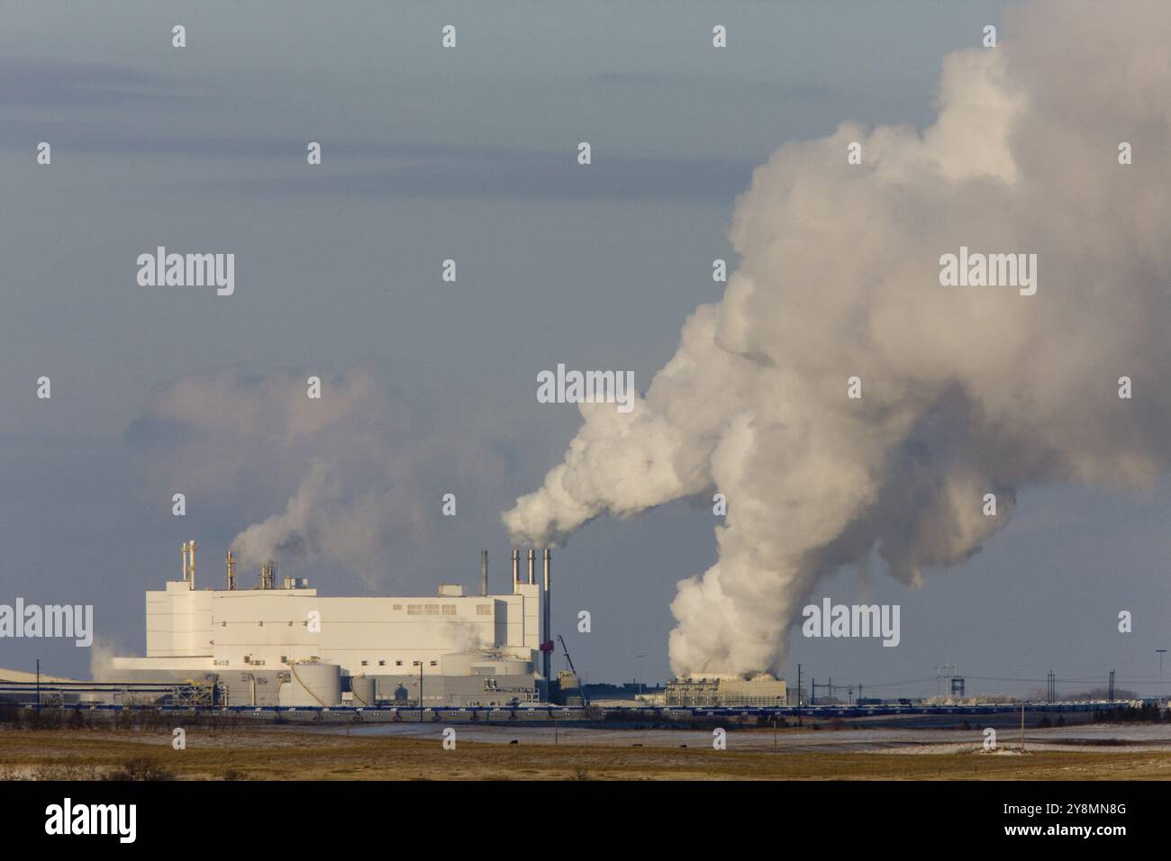 Potash Mine Saskatchewan pollution billowing Prairie Scene Canada Stock ...