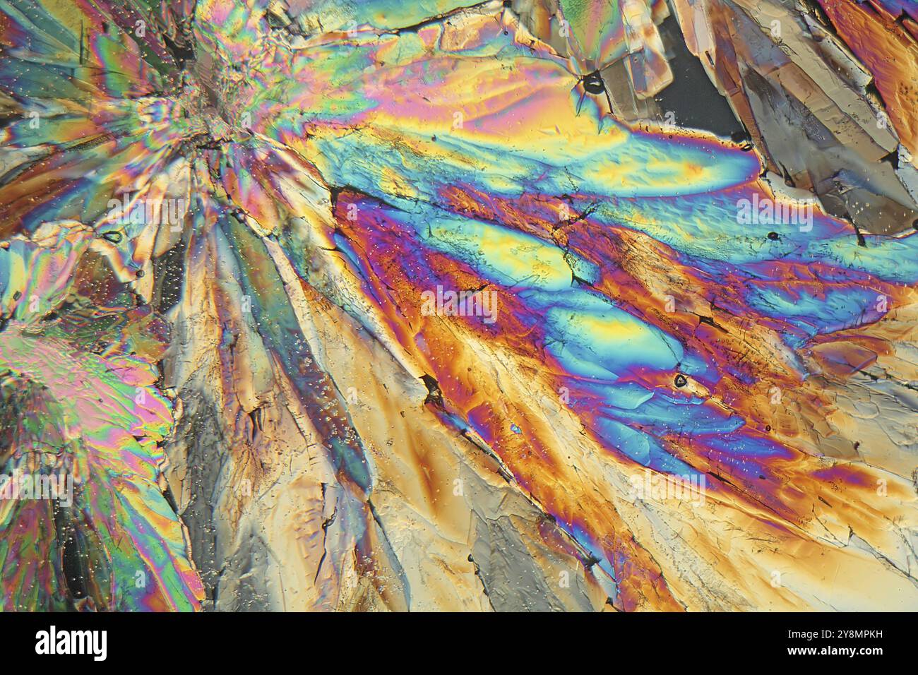 Sugar crystals under the microscope and in polarised light Stock Photo ...