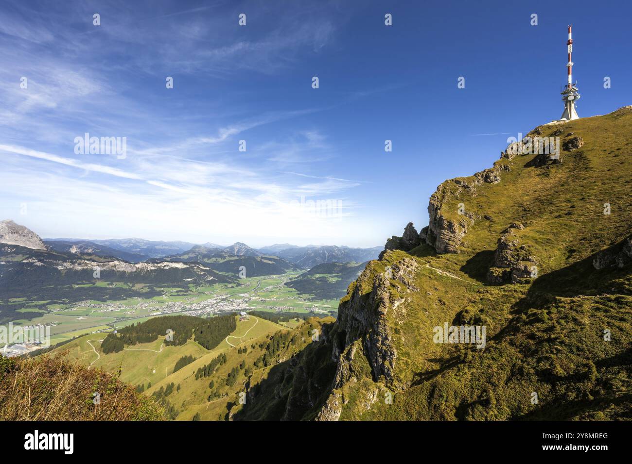 Kitzbueheler Horn transmission tower in the alps of Austria Stock Photo ...