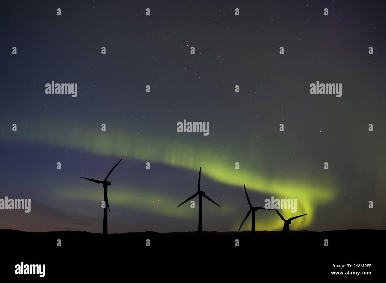 Wind Farm And Northern Lights Aurora Borealis Canada Stock Photo - Alamy
