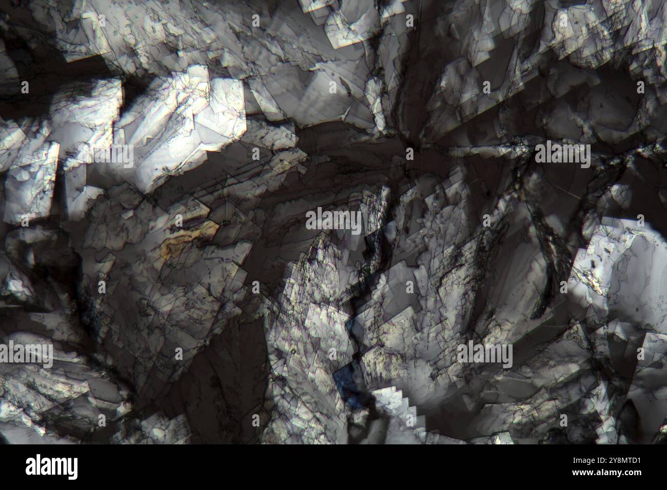 Cholesterol crystals under the microscope and in polarised light Stock ...
