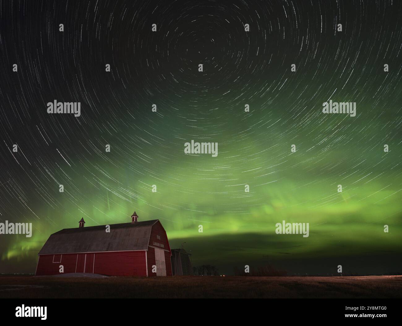 Northern Lights Canada Aurora borealis rural Prairie Night Stock Photo ...