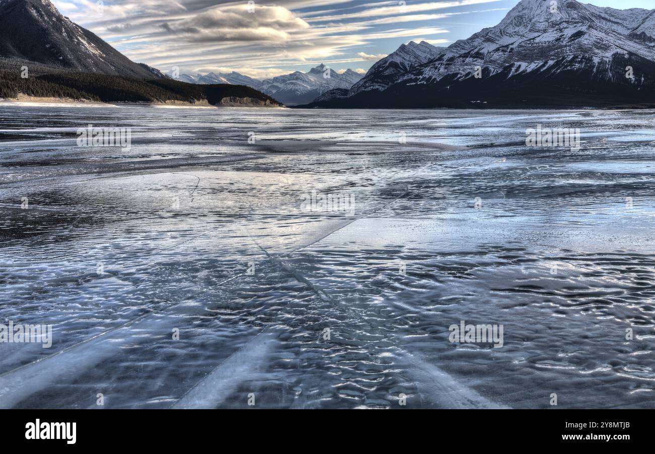 Abraham Lake Winter Ice formations bubbles design Stock Photo - Alamy