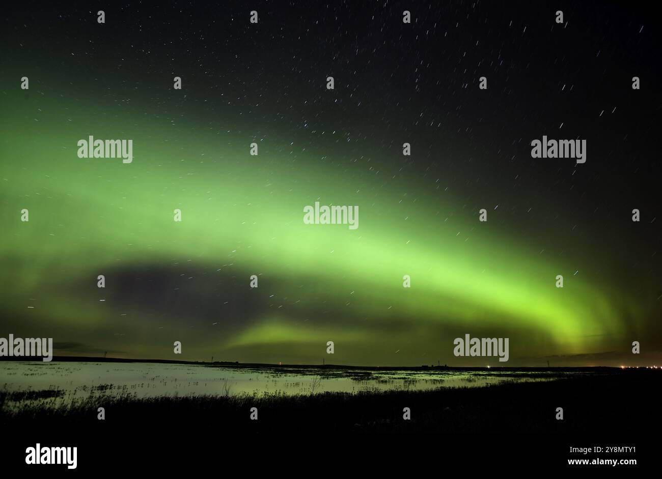 Northern Lights Saskatchewan Canada green color and shape Stock Photo ...