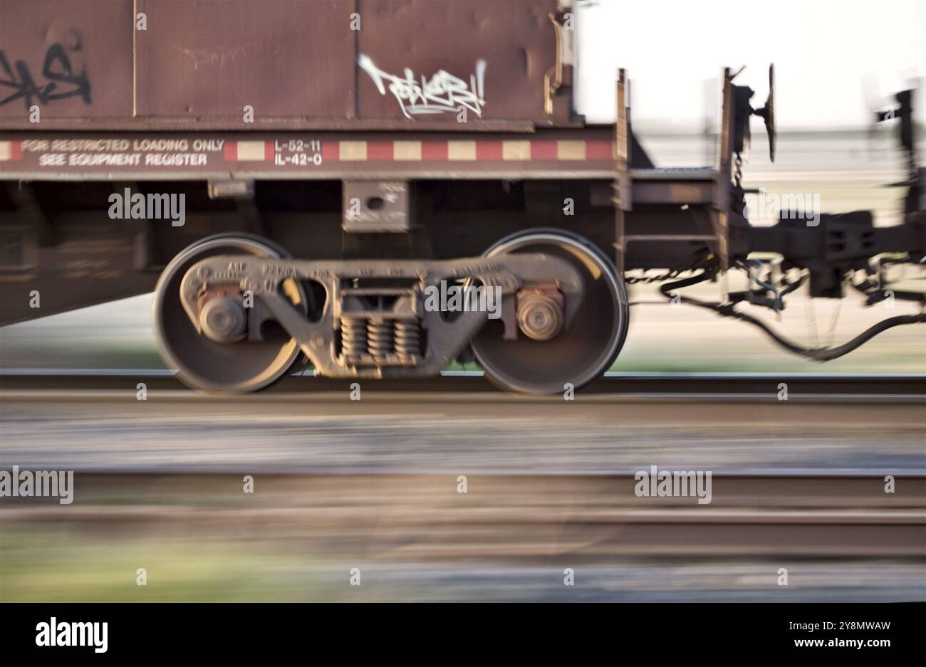Blurred Train wheels in motion panned Canada Stock Photo - Alamy