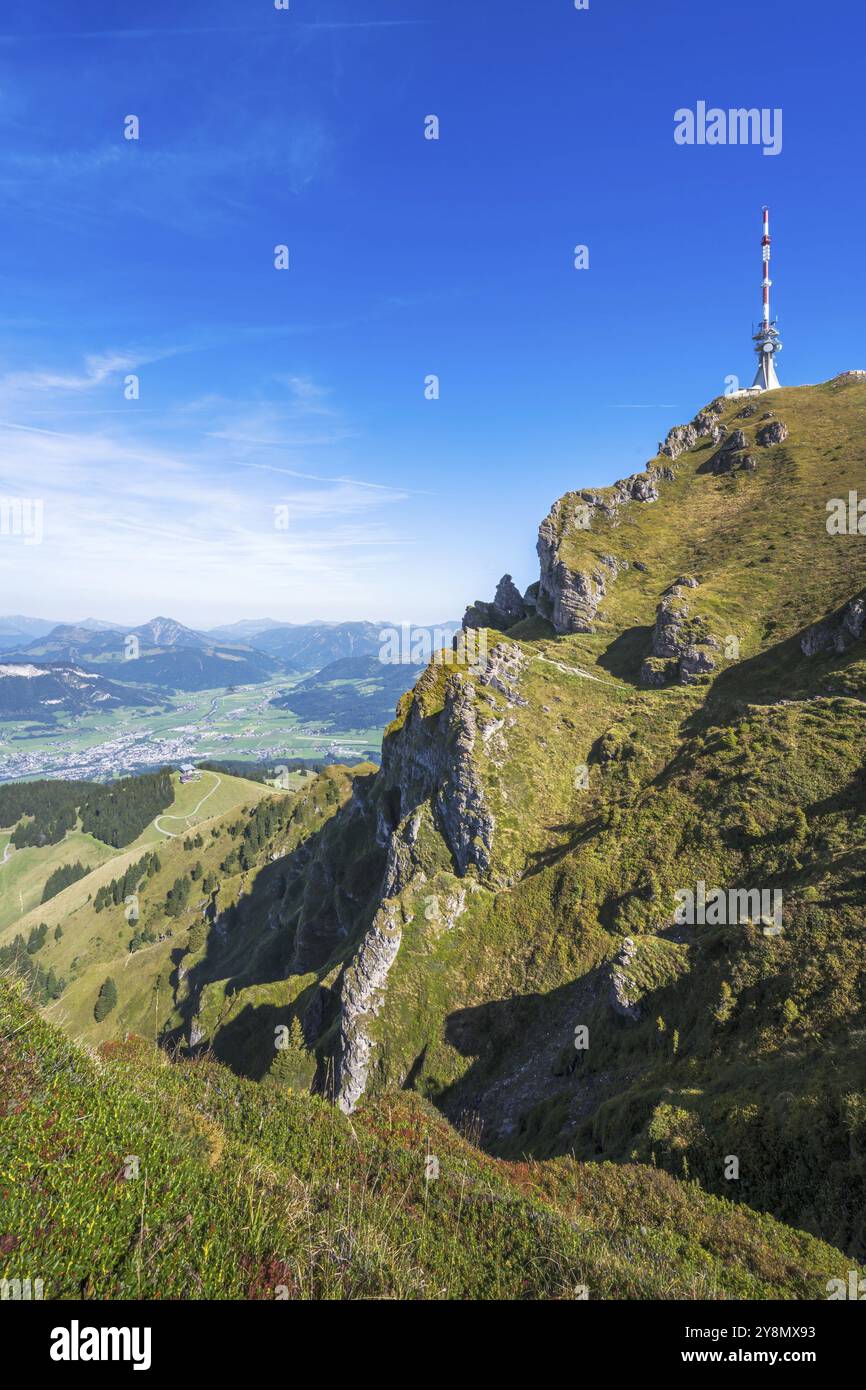 Kitzbueheler Horn transmission tower in the alps of Austria Stock Photo ...