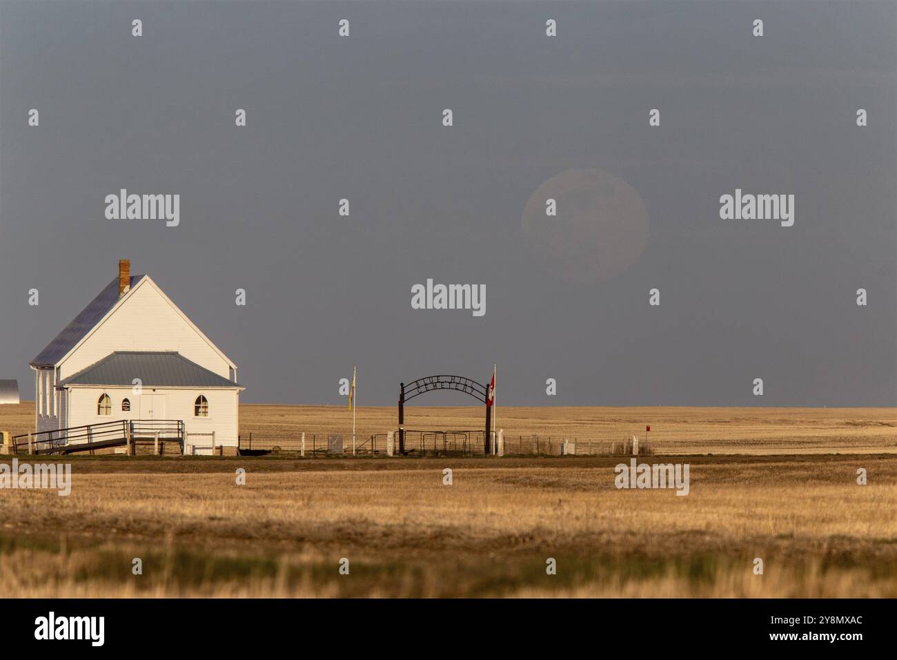 Country Church Full Moon in Saskatchewan Canada Stock Photo - Alamy