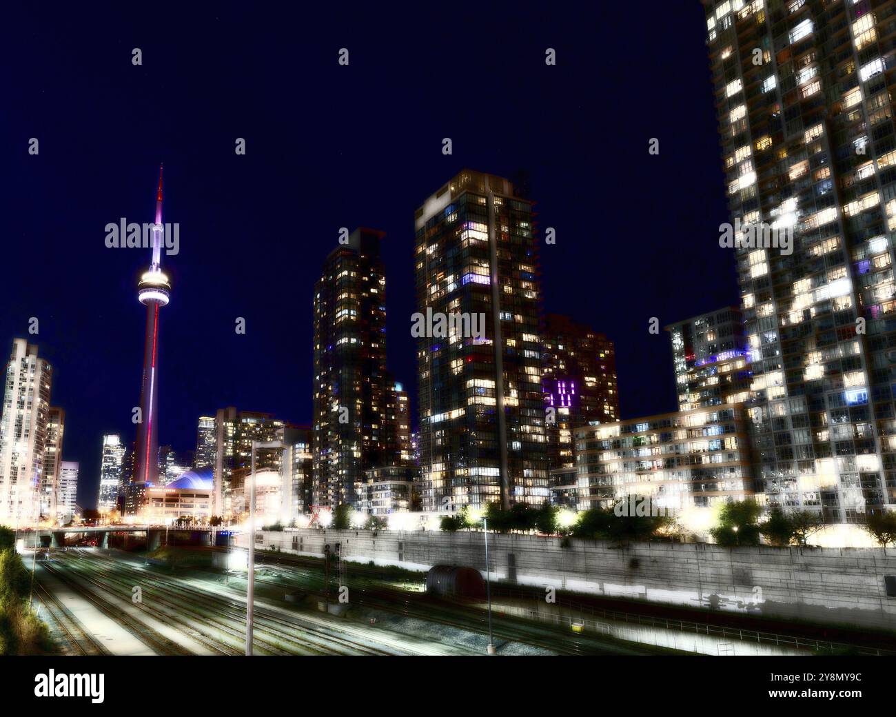 Toronto Downtown City skyline Ontario Canada Night Stock Photo - Alamy