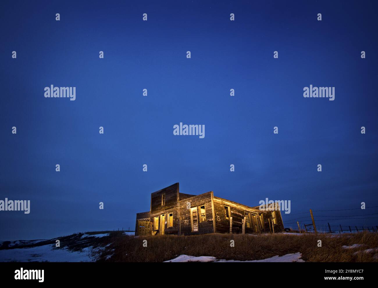 Night Picture Ghost Town in Galilee Saskatchewan Prairie Stock Photo ...