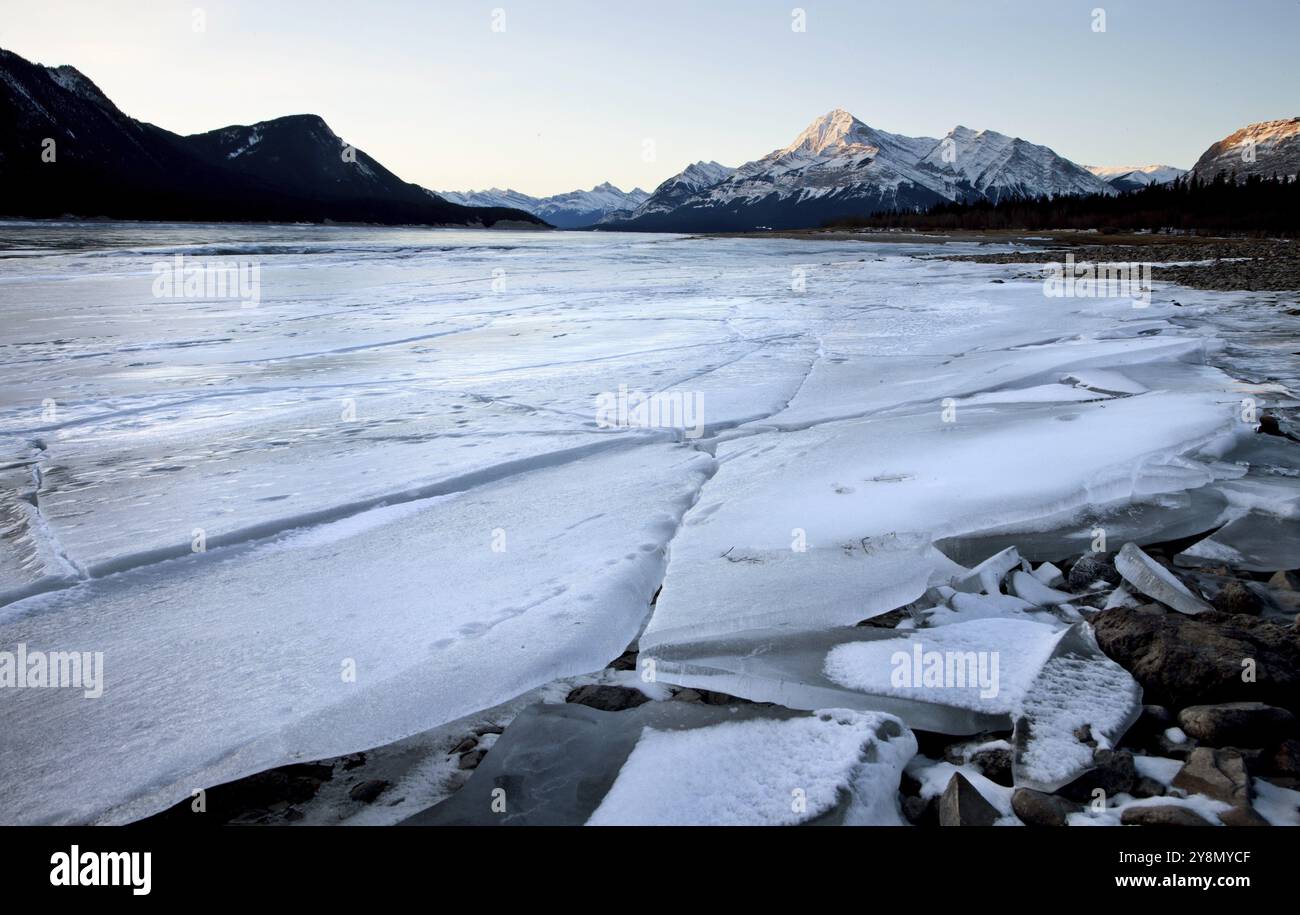 Abraham Lake Winter Ice formations bubbles design Stock Photo - Alamy