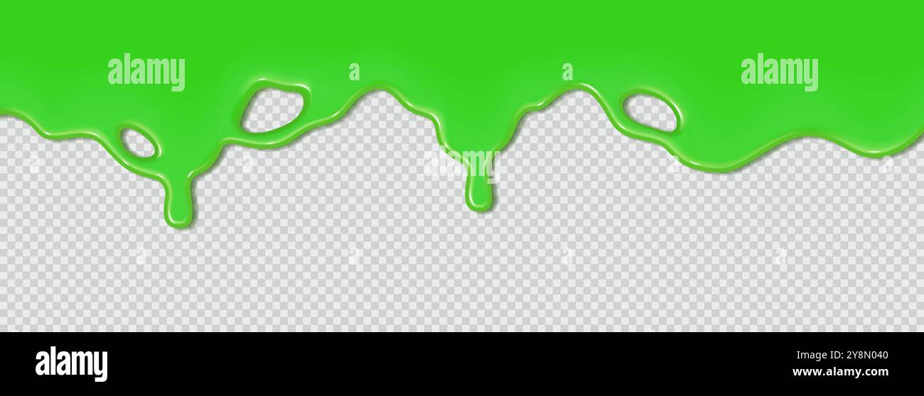 Green flowing toxic slime. Liquid wave of paint or sauce on transparent ...