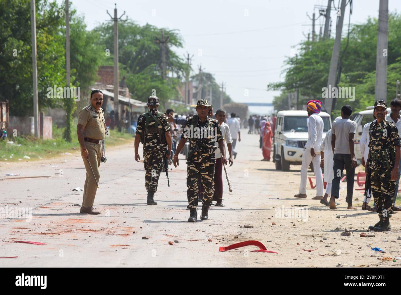 GURUGRAM, INDIA - OCTOBER 5: Commandos of Sashastra Seema Bal (SSB) take action after a clash ...