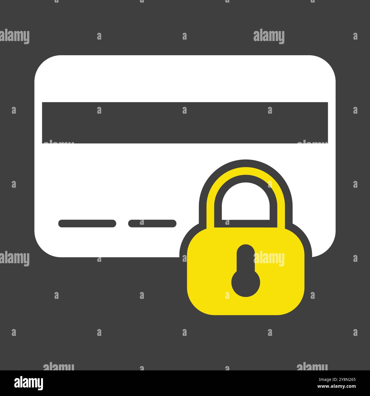Credit card with lock vector icon on dark background. Locked bank card ...