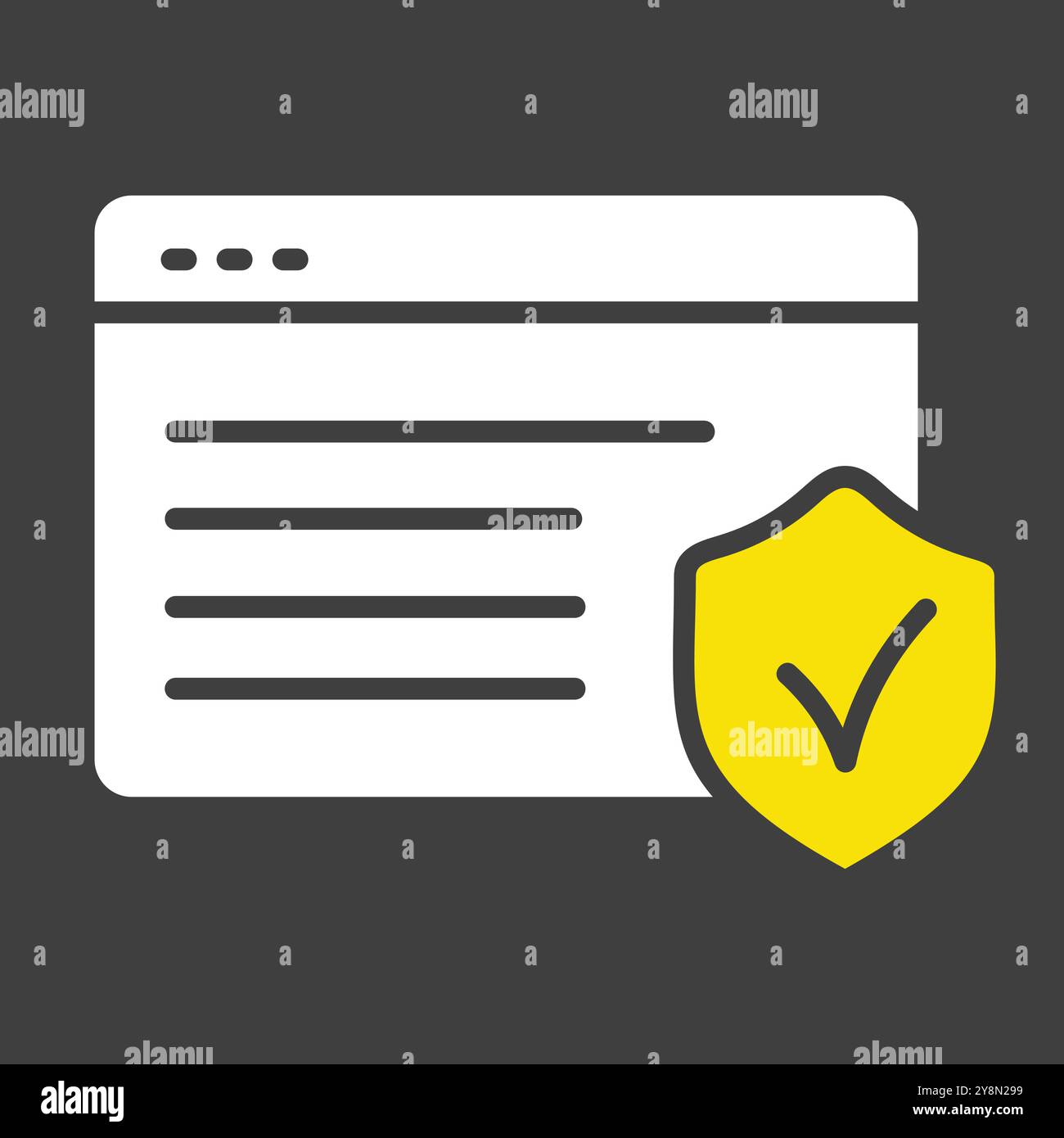 Internet safety vector icon on dark background. Web page with ...