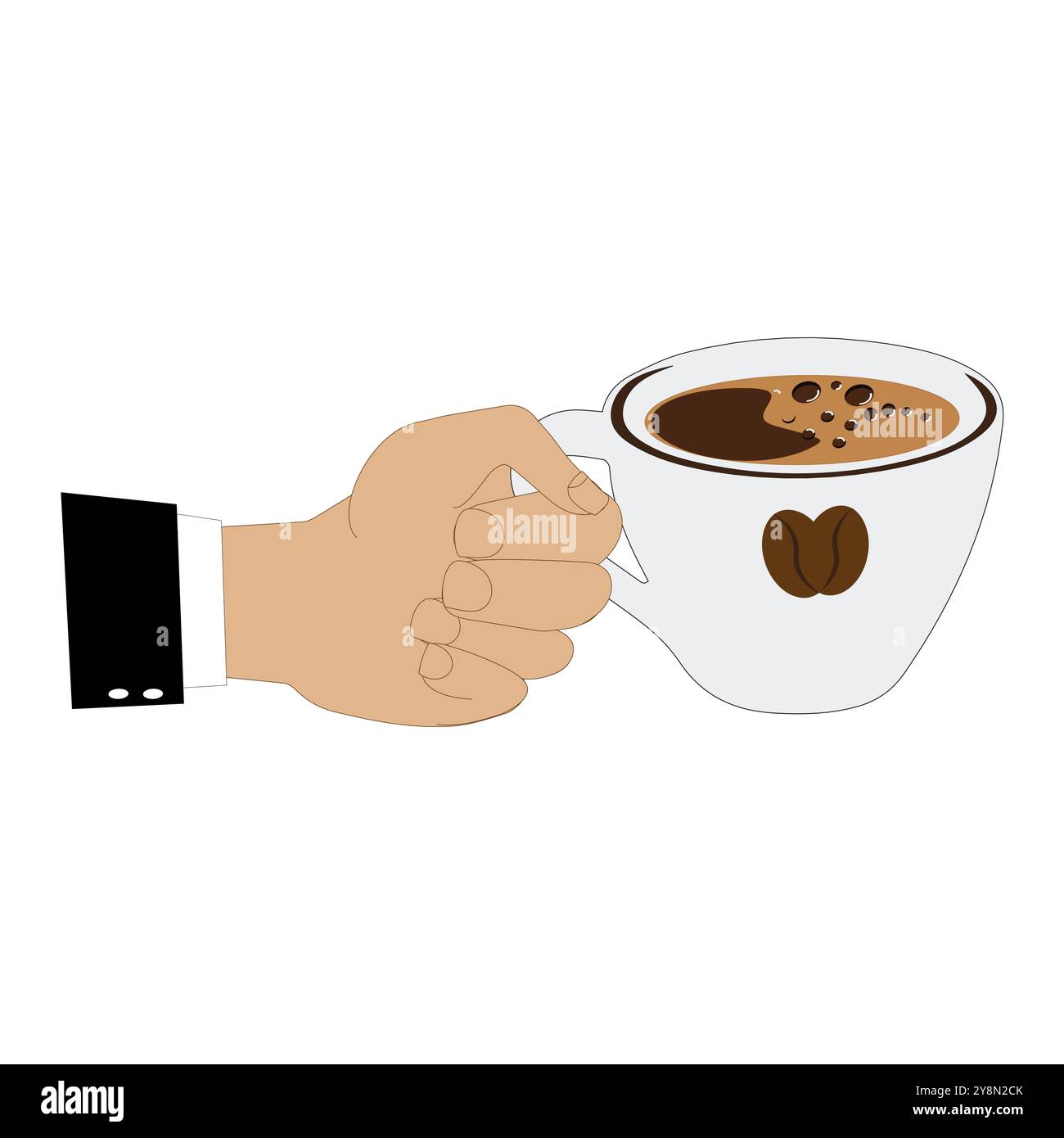 Hands holding cup of coffee or tea, vector illustration, Hands with ...