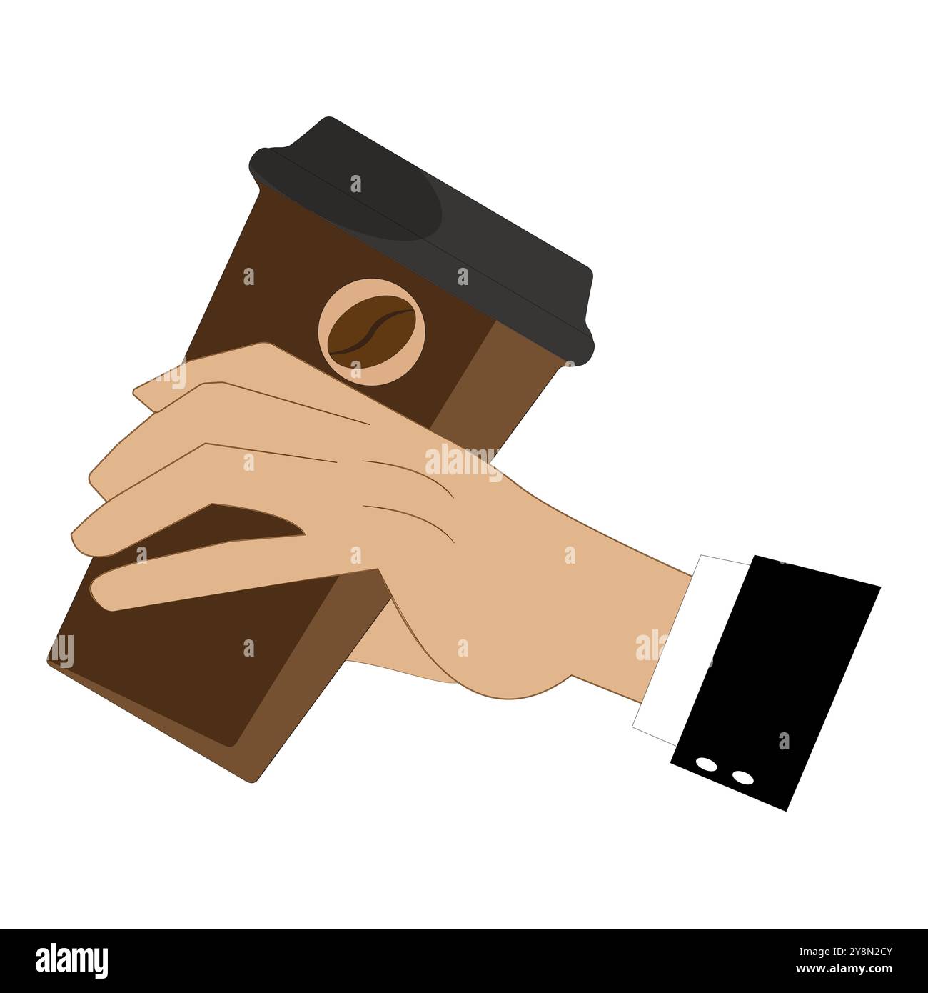 Hands holding cup of coffee or tea, vector illustration, Hands with ...