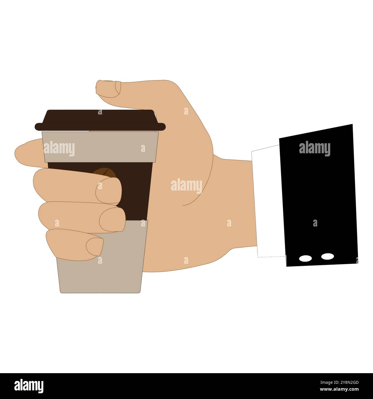 Hands holding cup of coffee or tea, vector illustration, Hands with ...