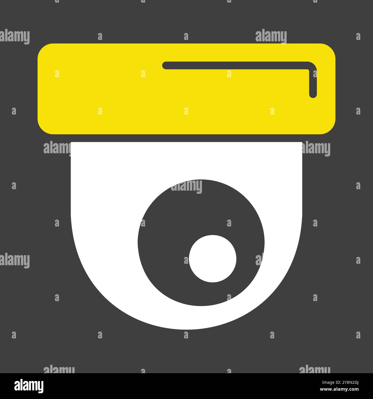 Dome camera vector icon on dark background. CCTV, security ceiling ...