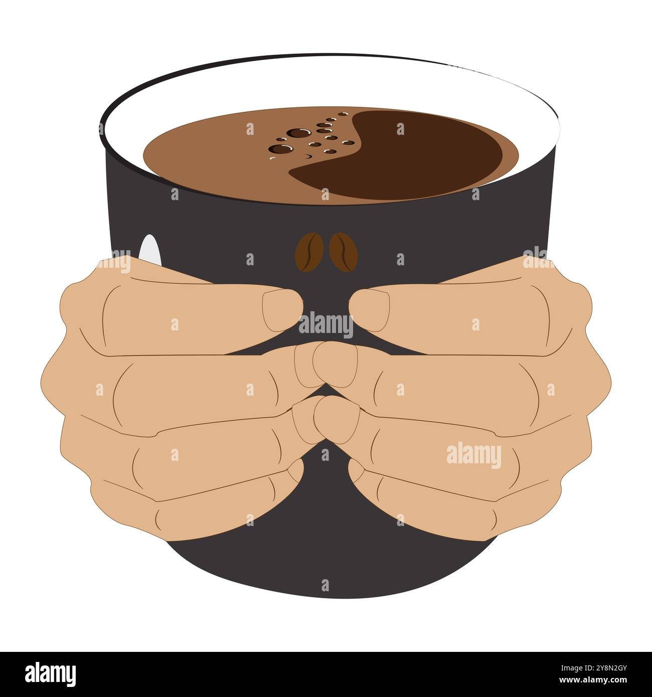Hands holding cup of coffee or tea, vector illustration, Hands with ...