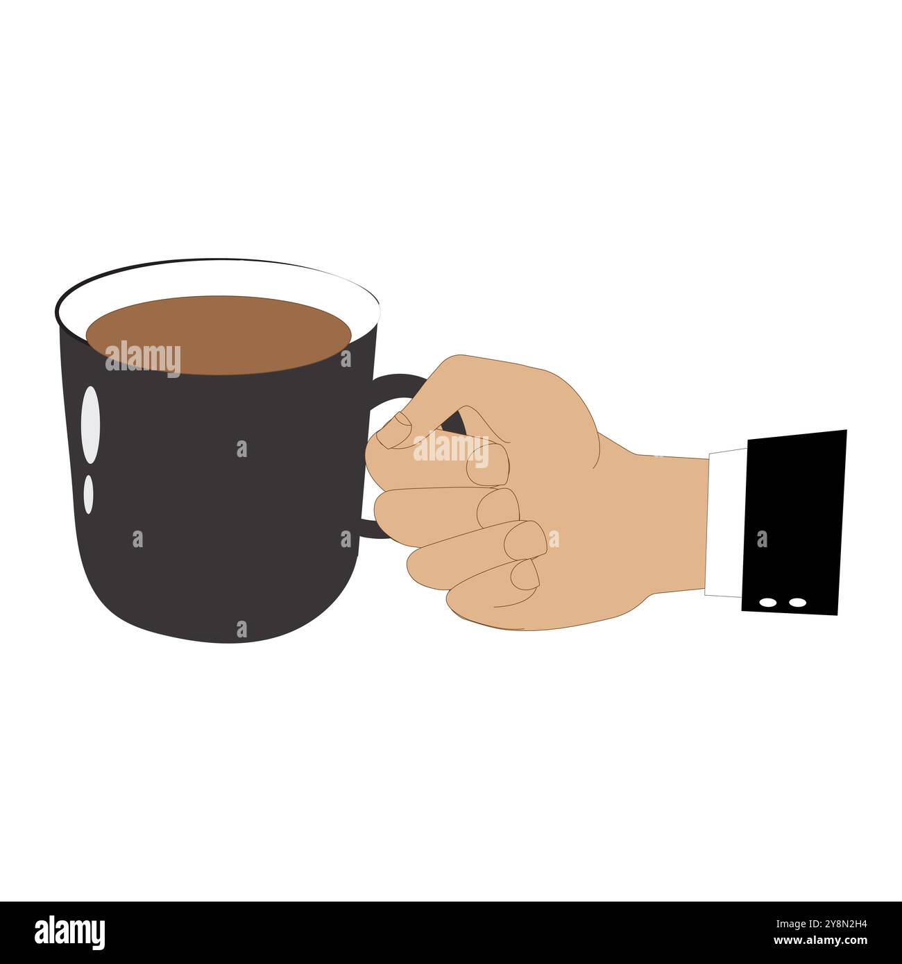 Hands holding cup of coffee or tea, vector illustration, Hands with ...