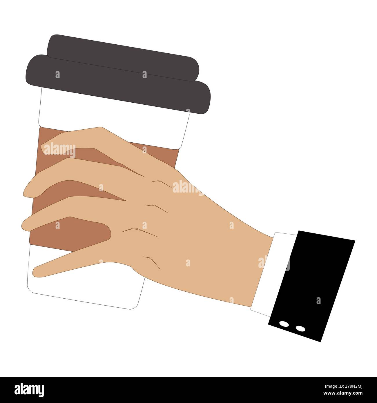 Hands holding cup of coffee or tea, vector illustration, Hands with ...
