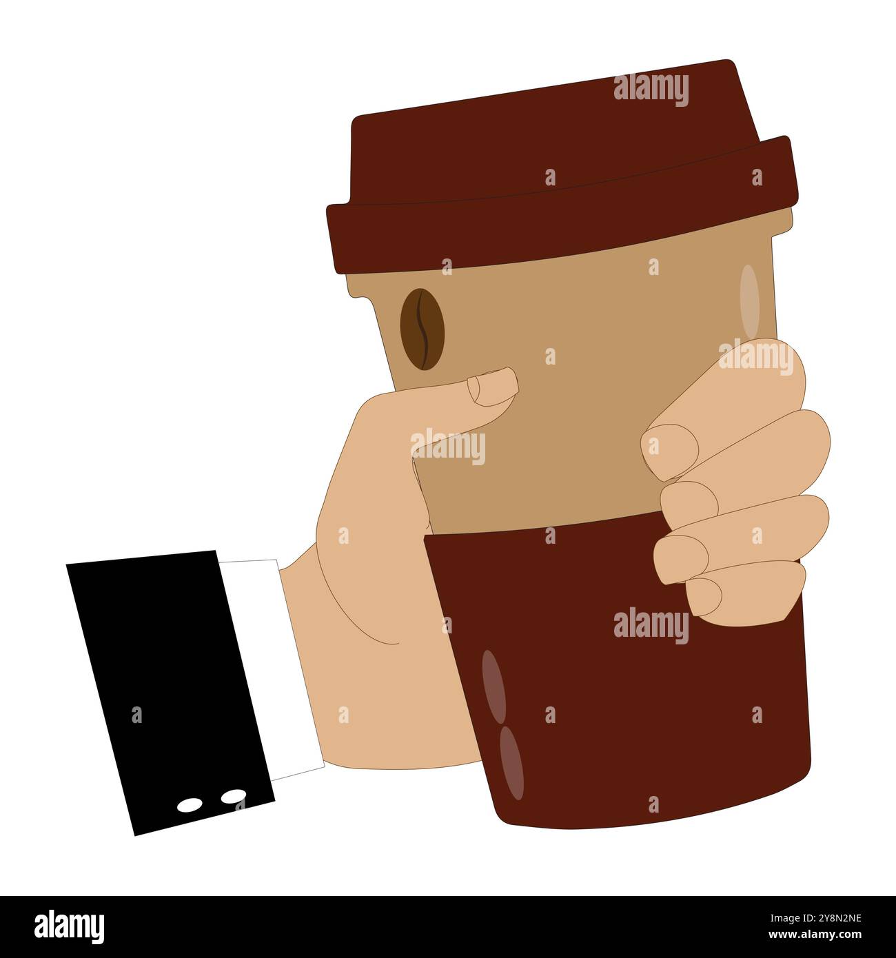 Hands holding cup of coffee or tea, vector illustration, Hands with ...