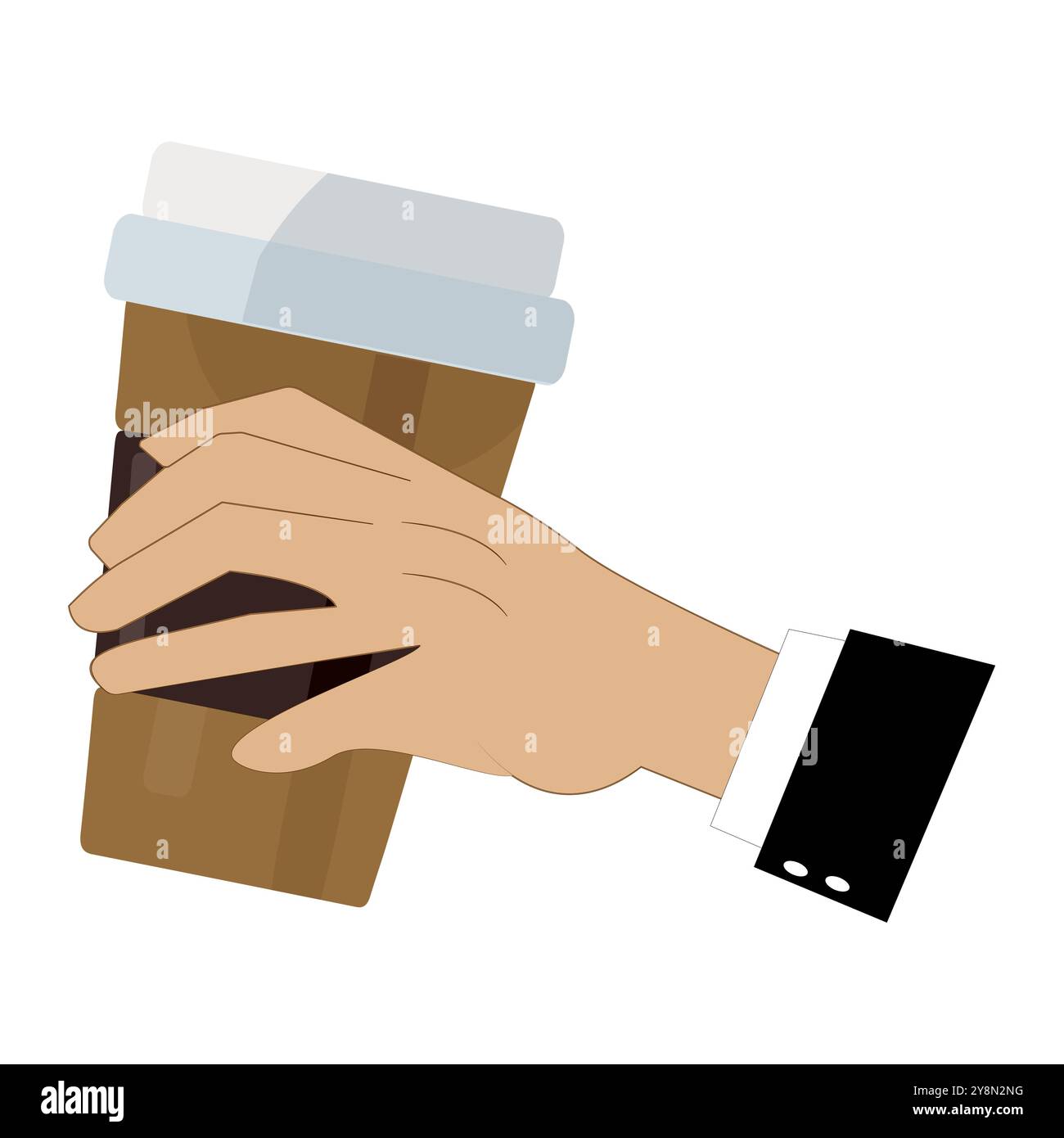 Hands holding cup of coffee or tea, vector illustration, Hands with ...