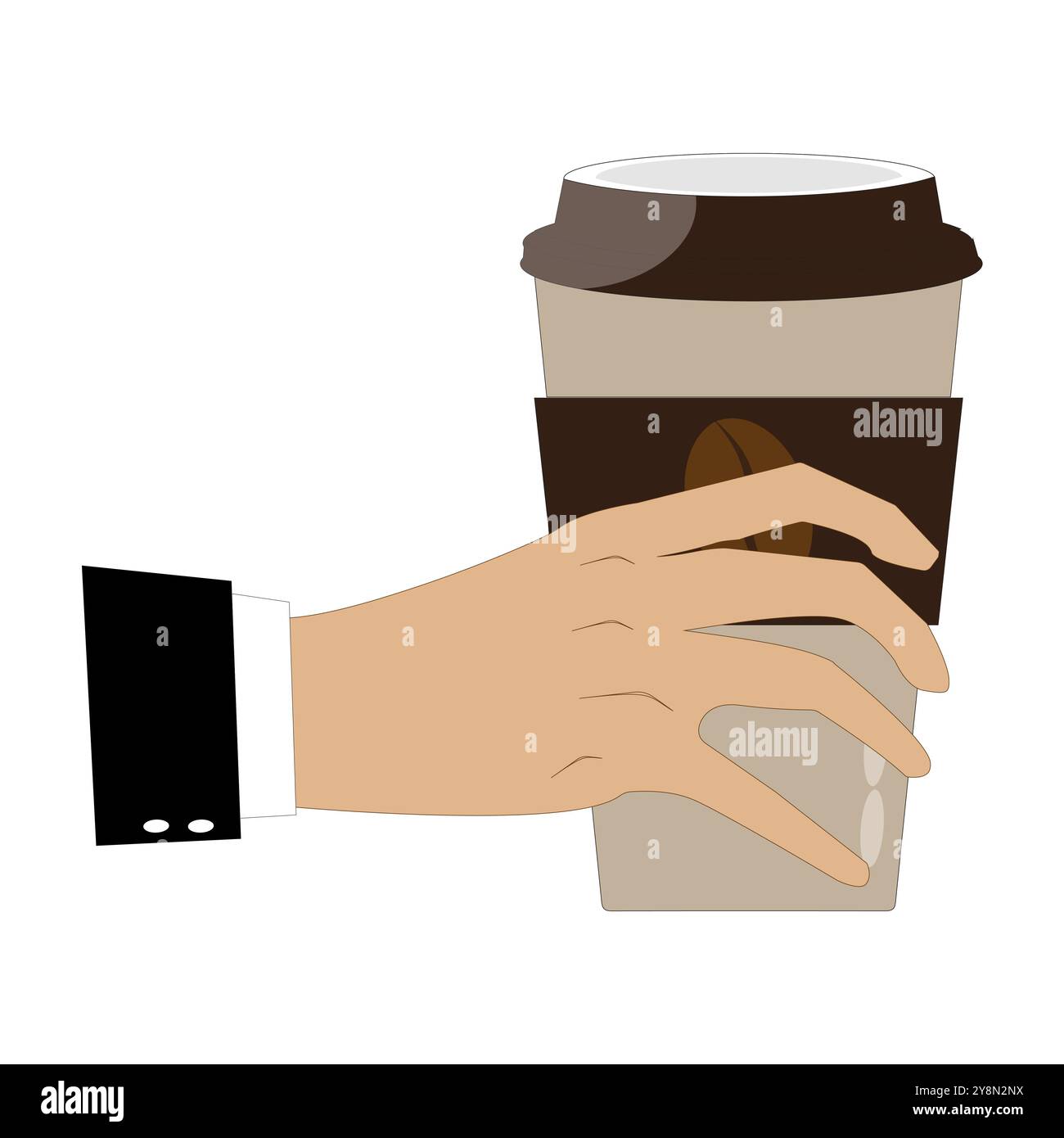 Hands holding cup of coffee or tea, vector illustration, Hands with ...