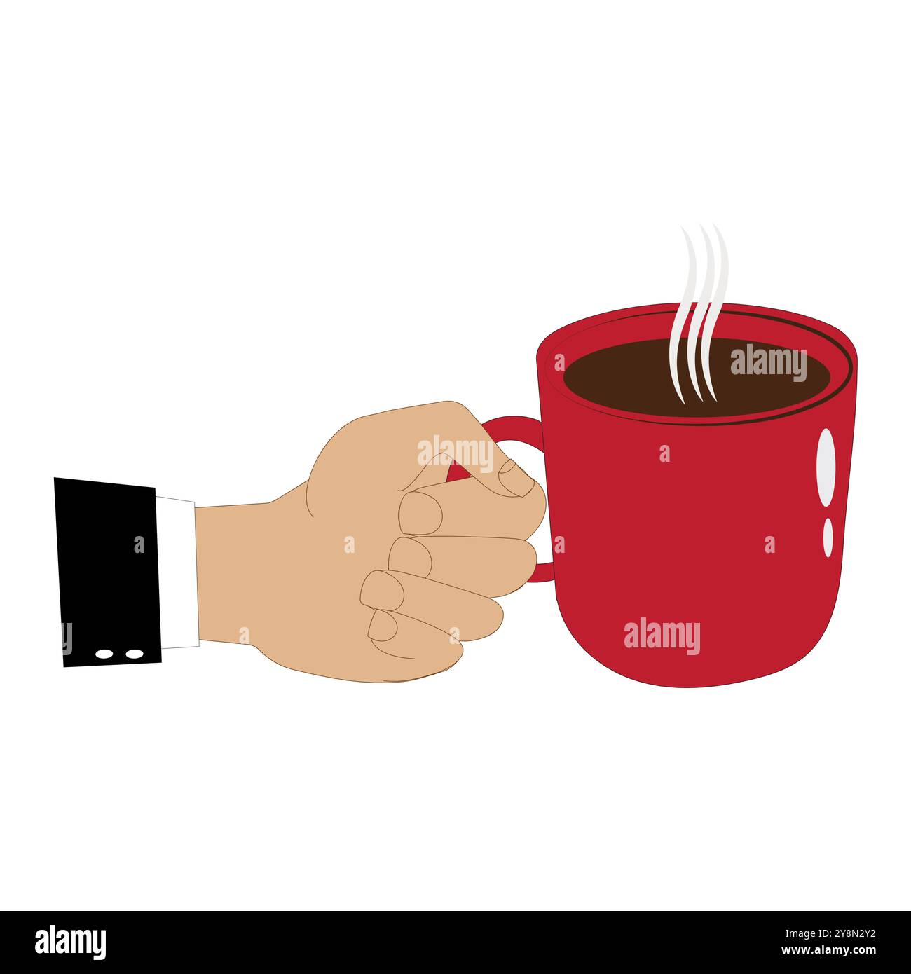 Hands holding cup of coffee or tea, vector illustration, Hands with ...