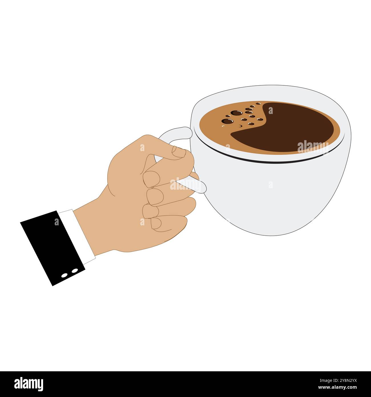 Hands holding cup of coffee or tea, vector illustration, Hands with ...