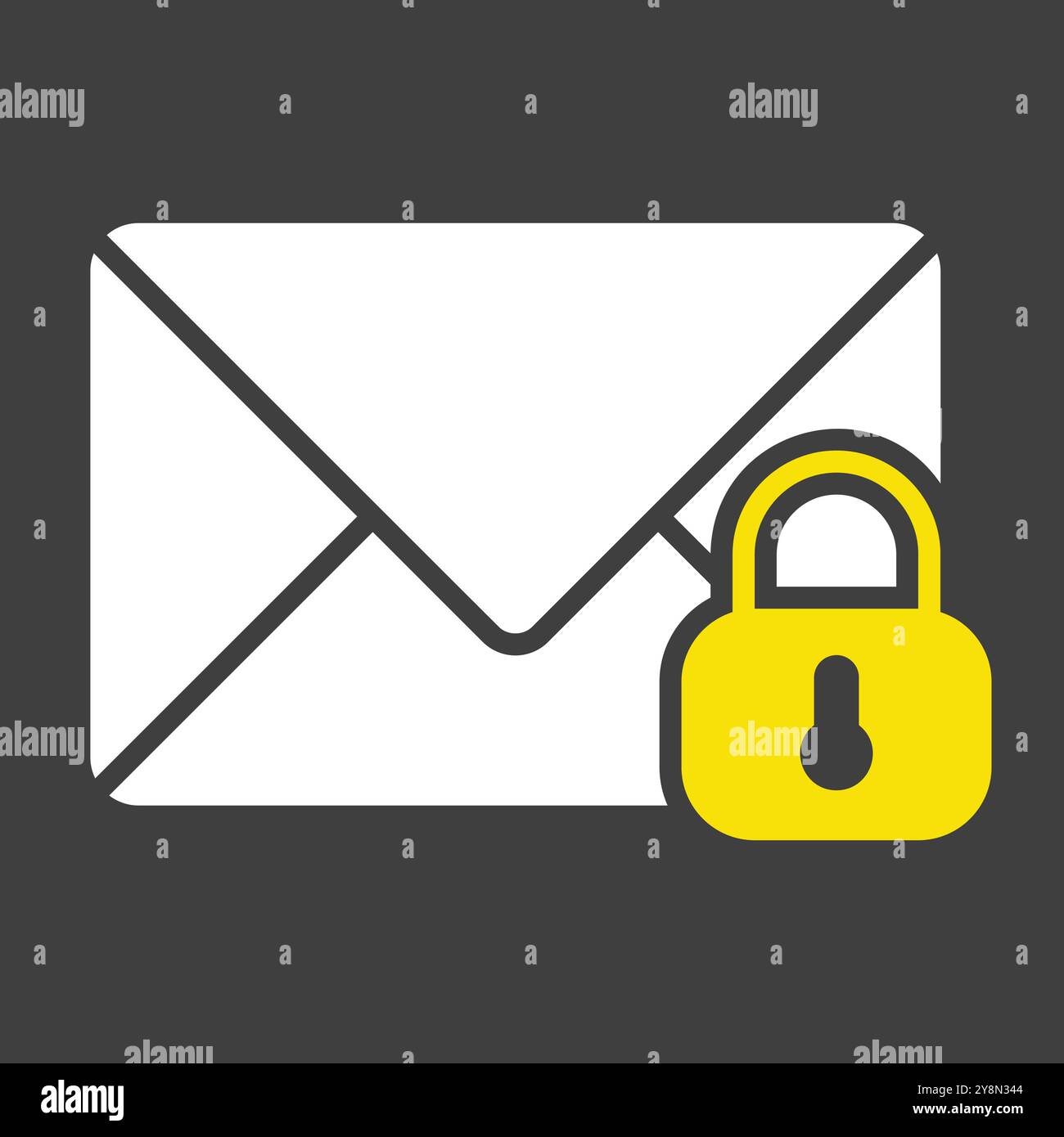 Lock envelope vector icon on dark background. Unlock envelope sign ...