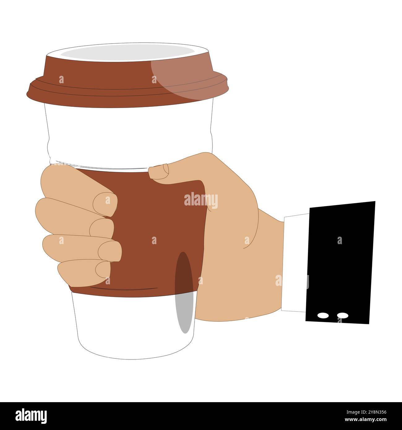 Hands holding cup of coffee or tea, vector illustration, Hands with ...