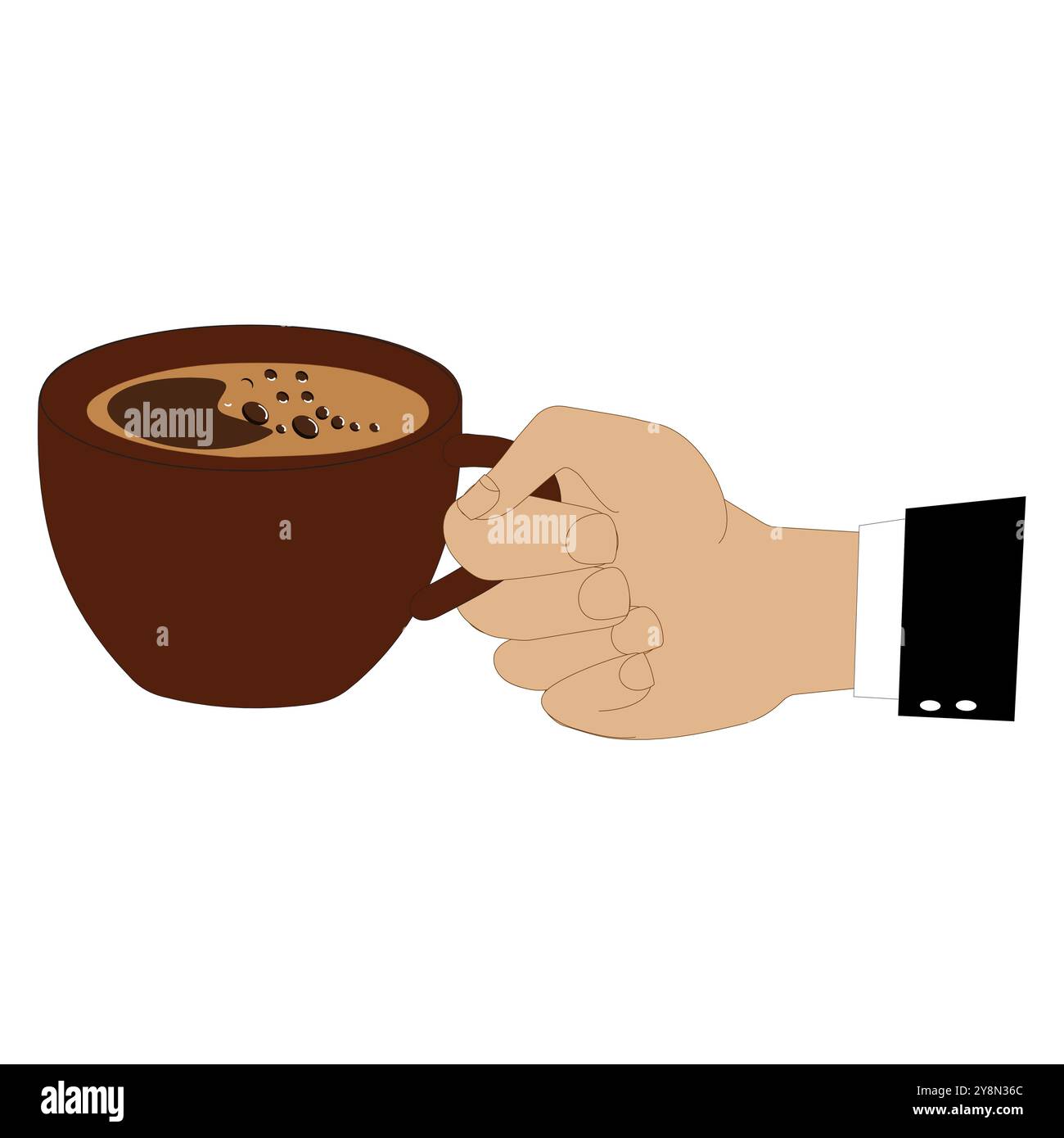 Hands holding cup of coffee or tea, vector illustration, Hands with ...
