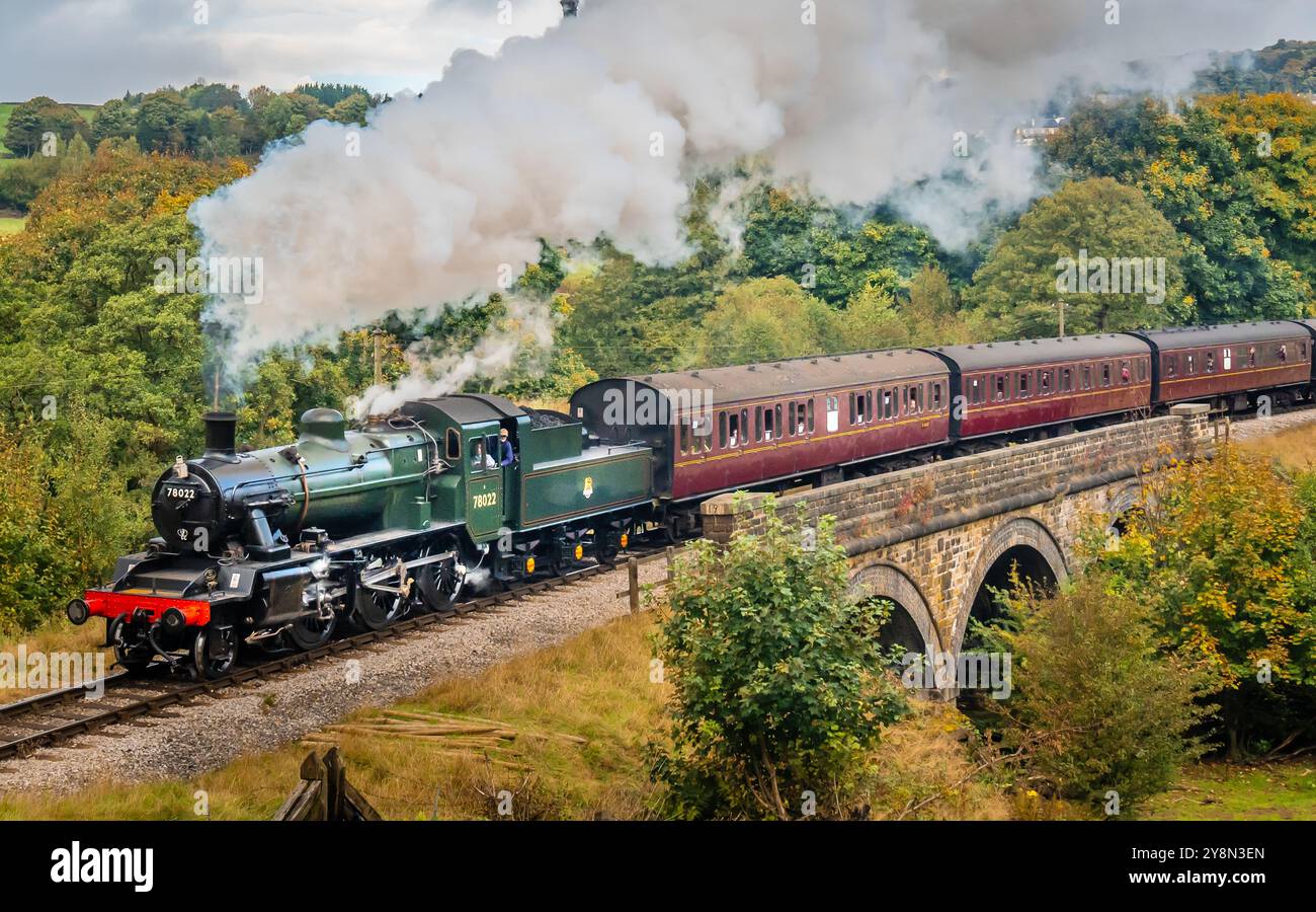 The 78022 British Railways Standard Class 2MT locomotive travels over ...