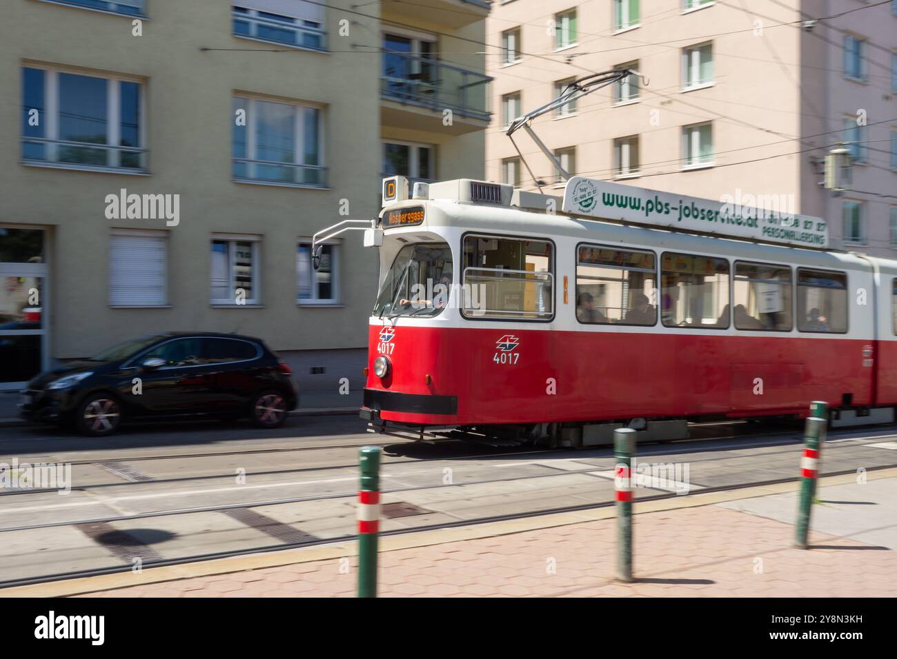 VIENNA, AUSTRIA - JULY 29, 2021: Historical tram car SGP Type E2 with ...