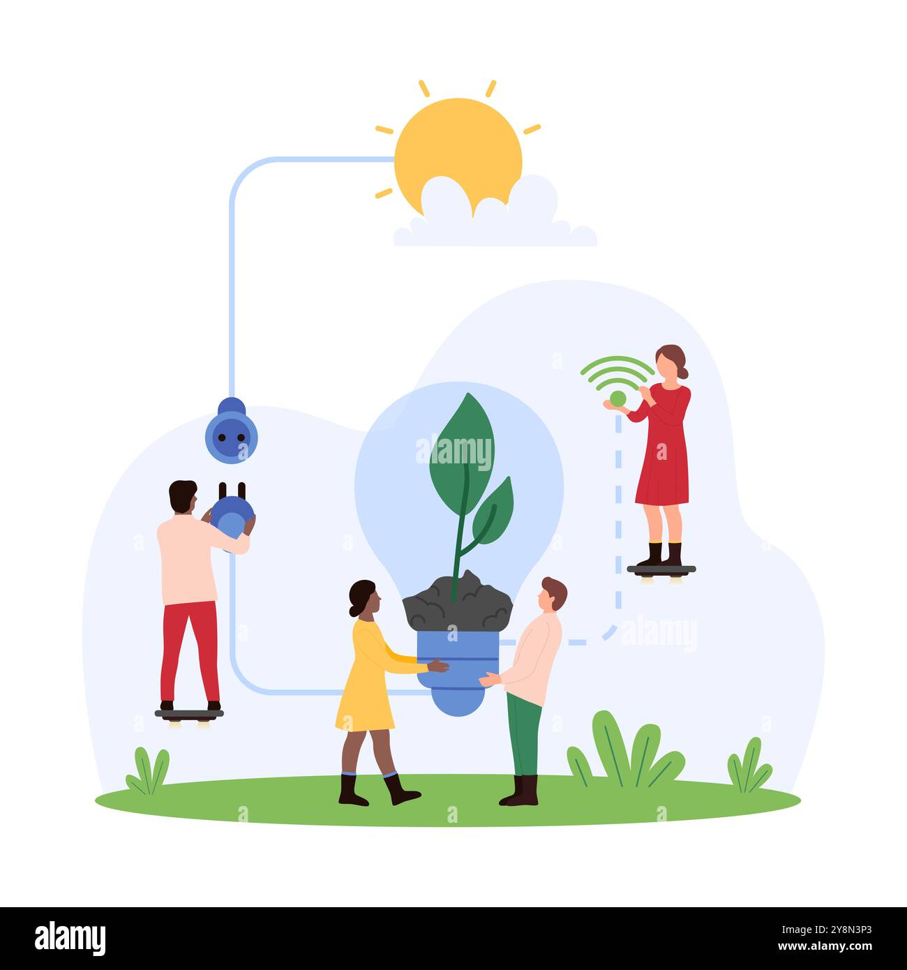 Green energy, smart sustainable idea for electricity production. Tiny ...