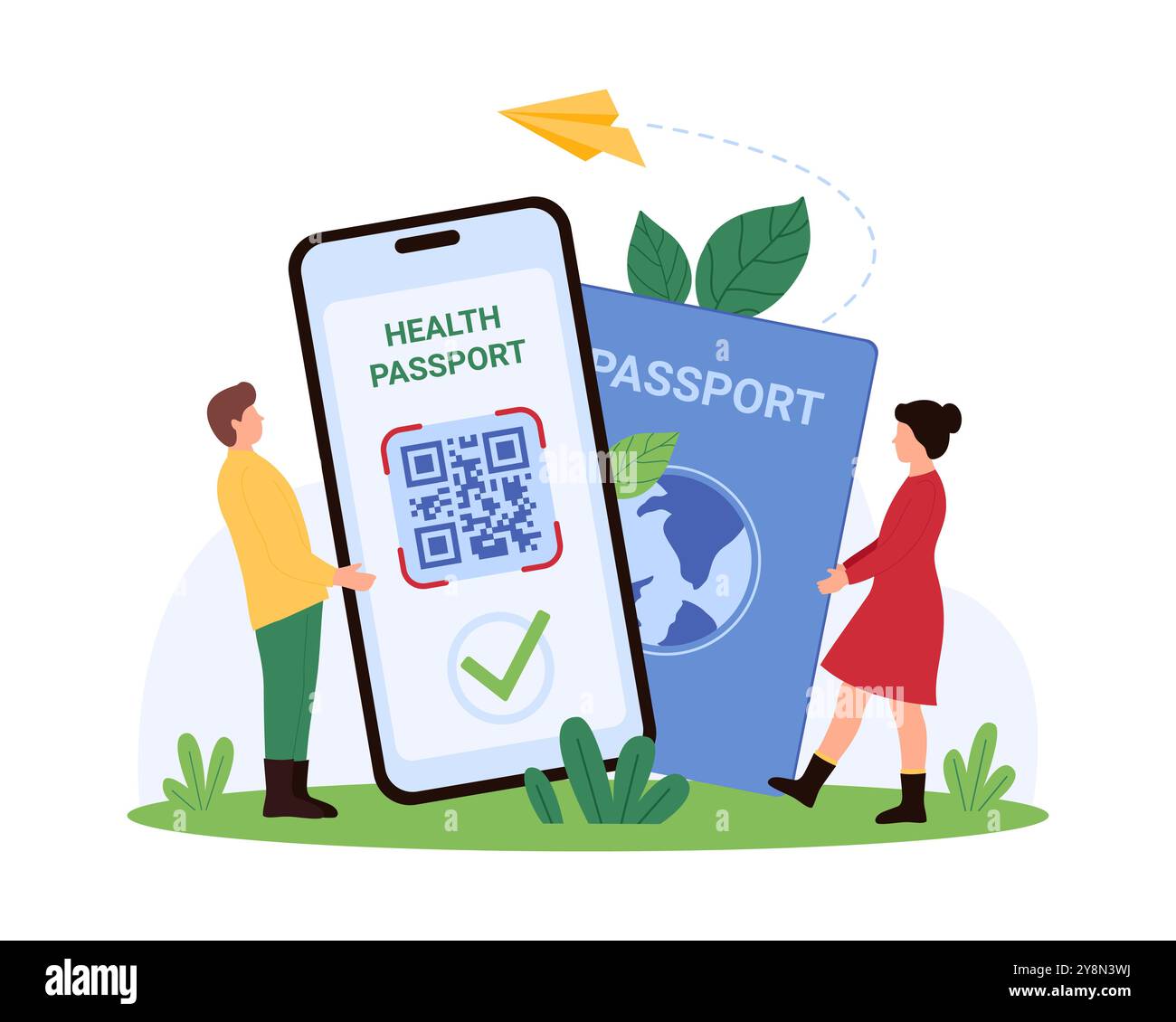 Health certificate with QR code and passport for international travel ...
