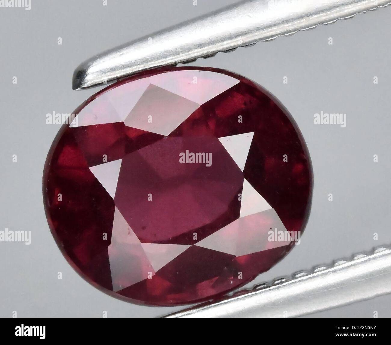 Stunning Oval-Cut Ruby Gemstone Displayed with Precision Stock Photo ...