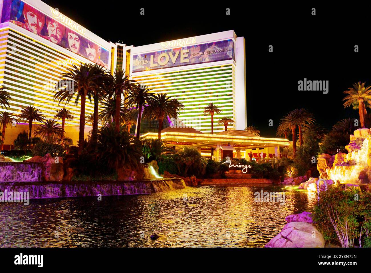 Las Vegas, Nevada - April 13, 2024: Glistening Mirage Hotel featuring the LOVE sign and palm ...