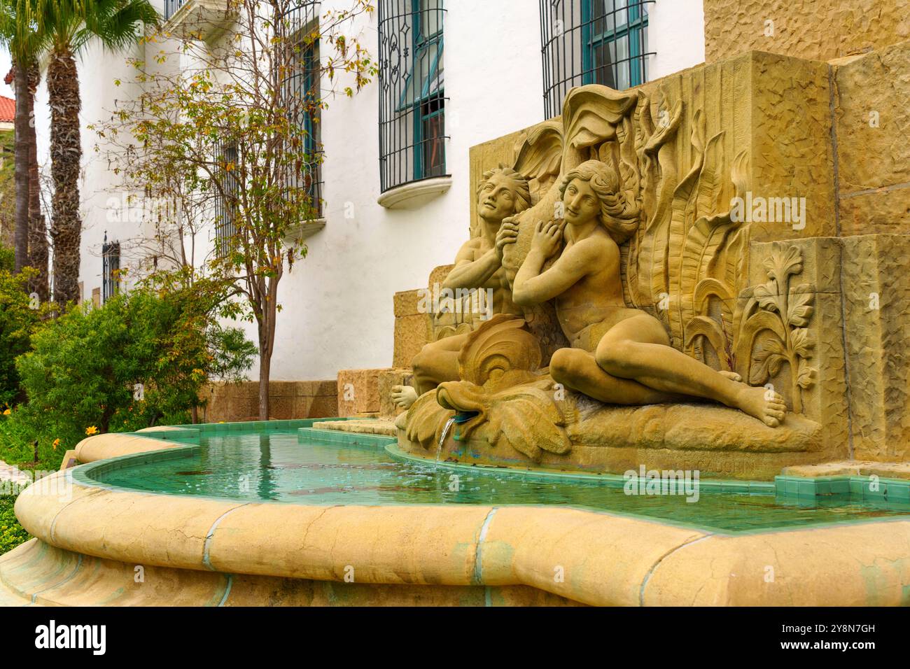 Santa Barbara, California - April 20, 2024: Intricate fountain ...