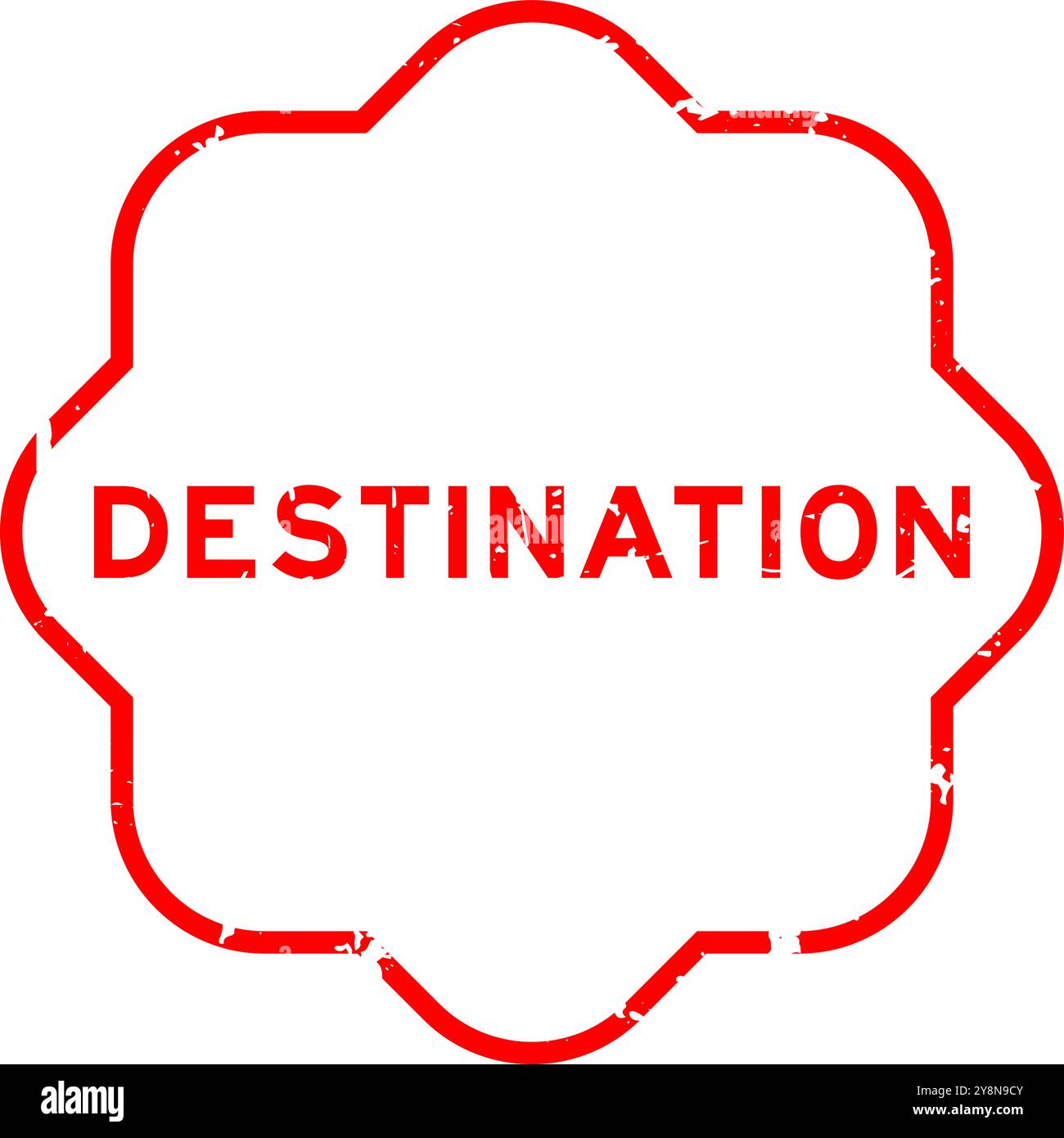 Grunge red destination word rubber seal stamp on white background Stock ...