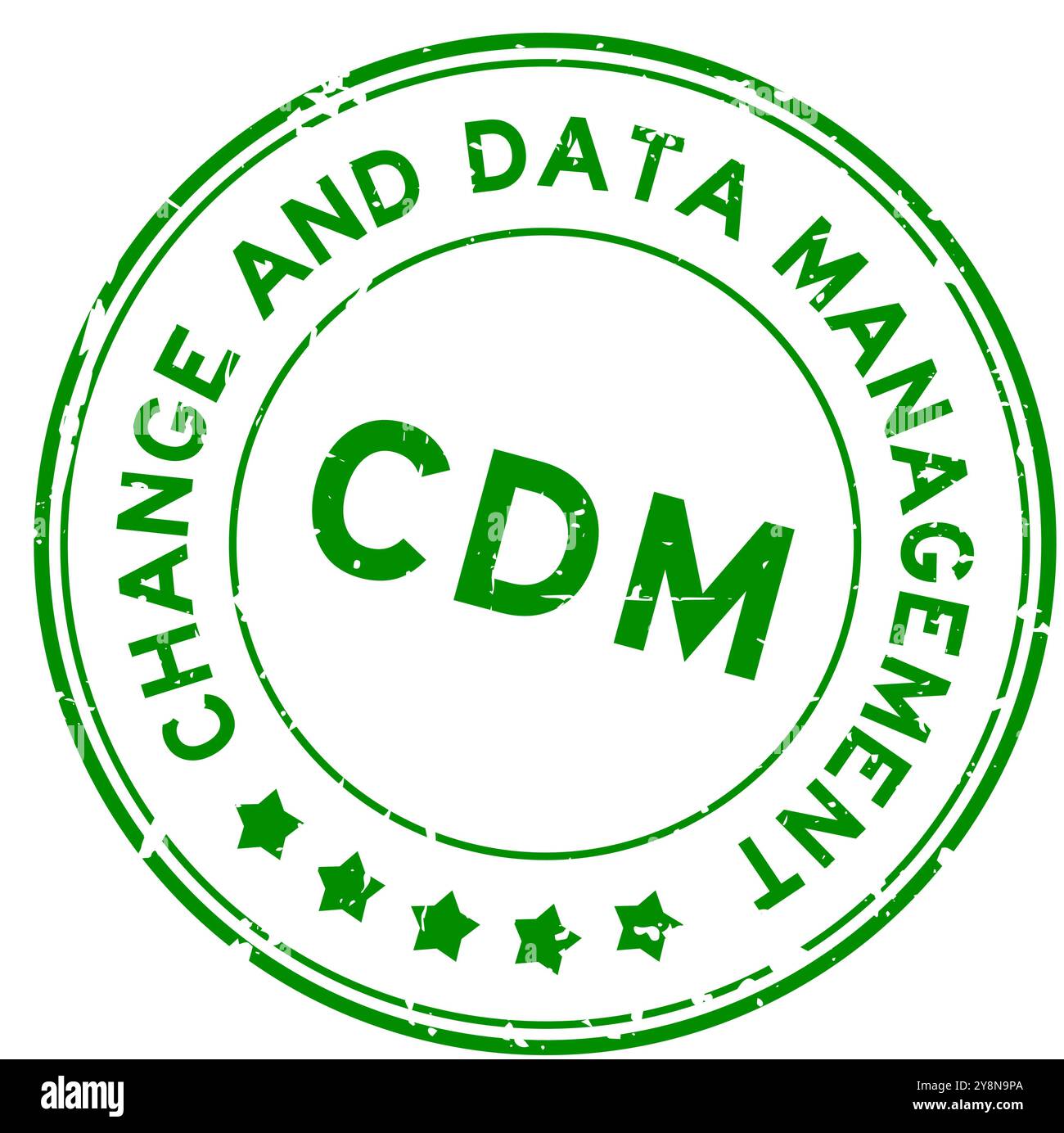 Grunge green CDM change and data management word round rubber seal ...