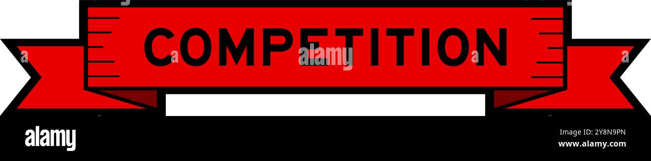 Red ribbon label banner with word competition on white background Stock ...