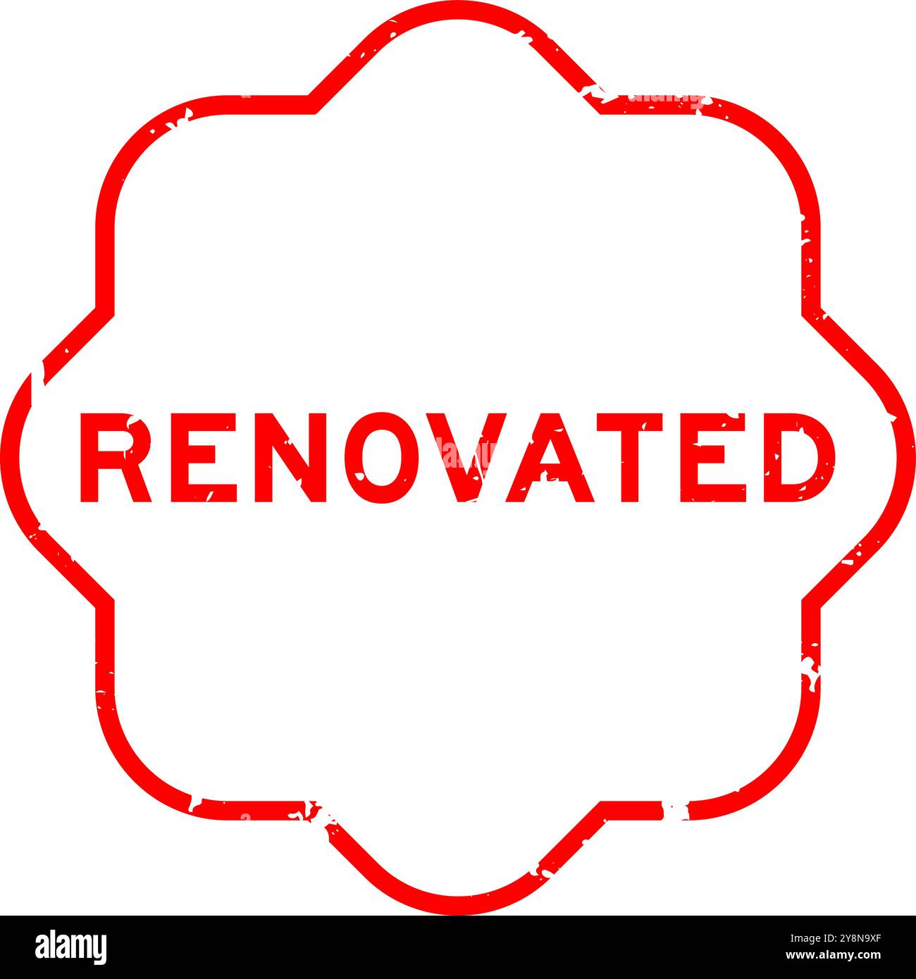 Grunge red renovated word rubber seal stamp on white background Stock ...