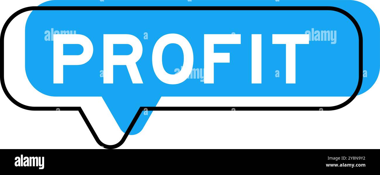 Speech banner and blue shade with word profit on white background Stock ...