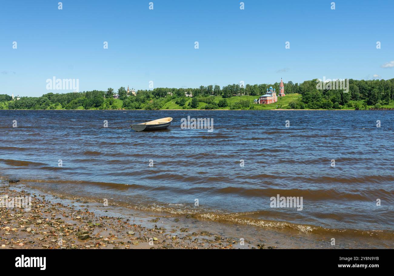 The Volga River with a view of the picturesque shore of the city of ...