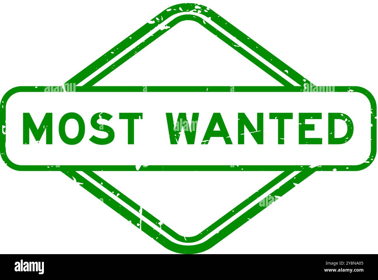 Grunge green most wanted word rubber seal stamp on white background ...