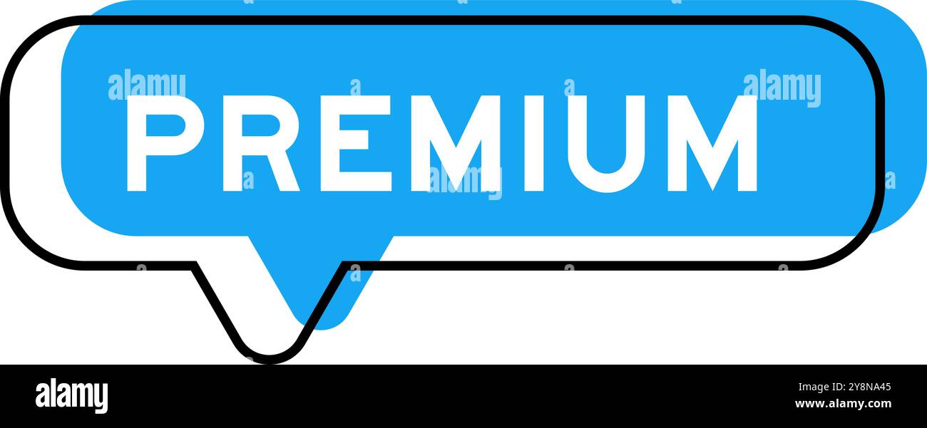 Speech banner and blue shade with word premium on white background ...